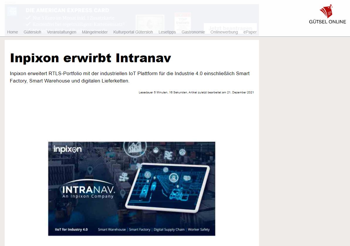 Inpixon erwirbt Intranav (GER) - INTRANAV